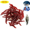 Amosfun Brown Silicone Fishing Worm Lures 4cm Soft Artificial Red Worms ...