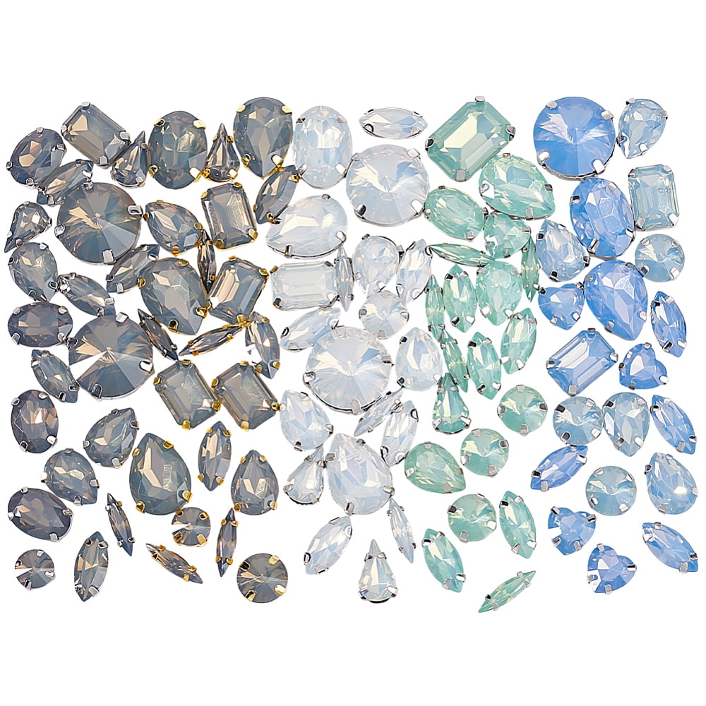 100Pcs 5 Colors Resin Sew On Rhinestones Multi-Strand Links Mixed Color ...