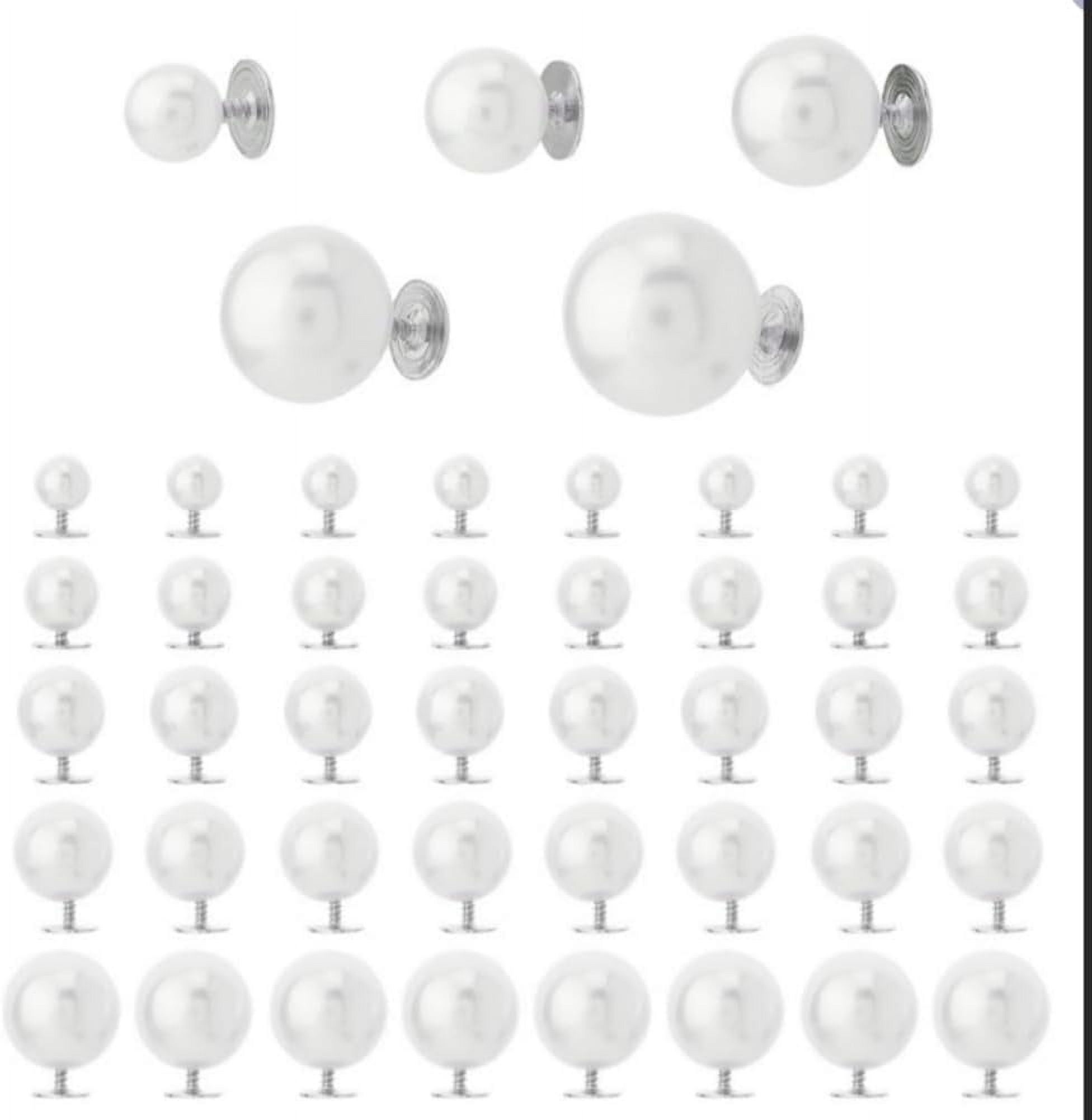 100Pcs 5 Sizes Pearl Brooch Buttons Pearl Rivets No Sew Buttons Pearls ...