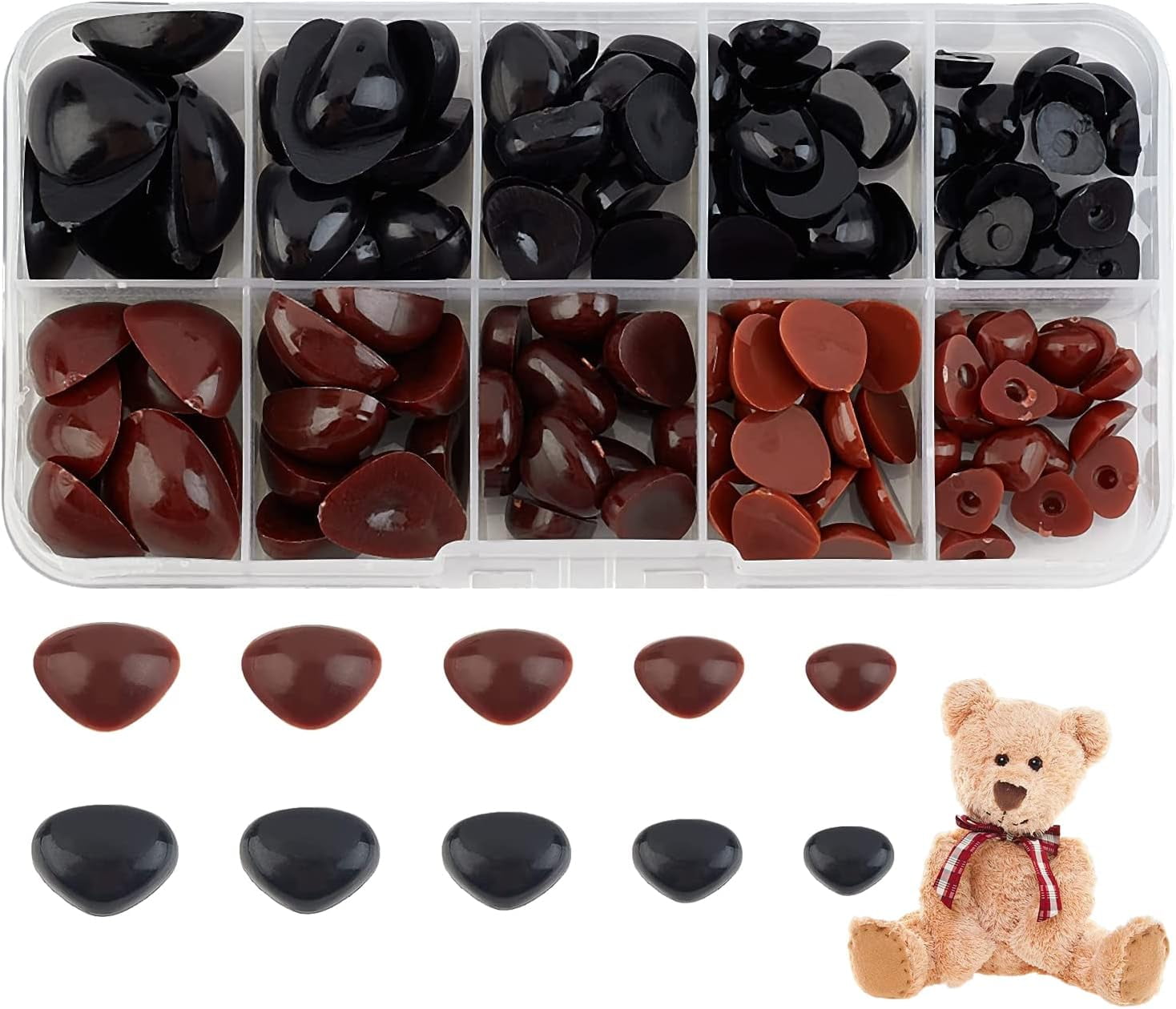 100Pcs 5 Sizes Plastic DIY Dog Nose Mixed Color D-Shape Craft Nose DIY ...