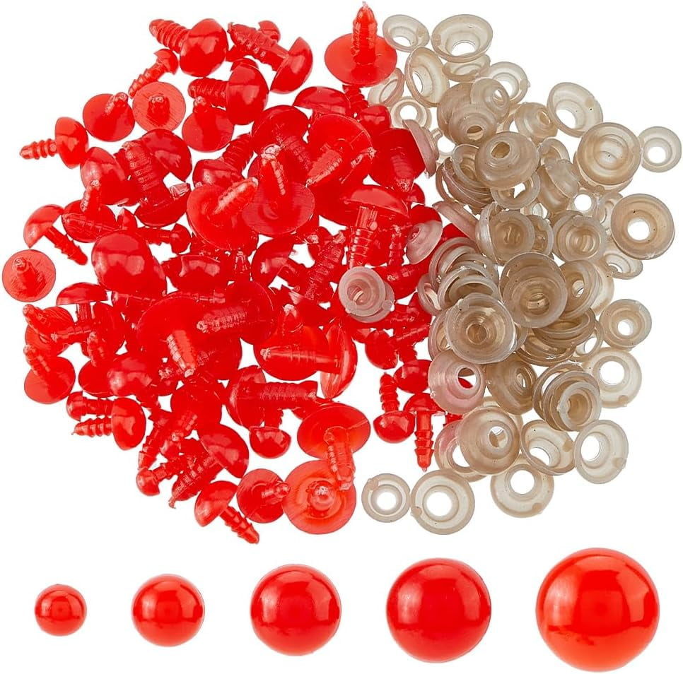 100Pcs 5 Sizes Safety Eyes 6mm~13.5mm Crochet Red Eyes Round Craft ...