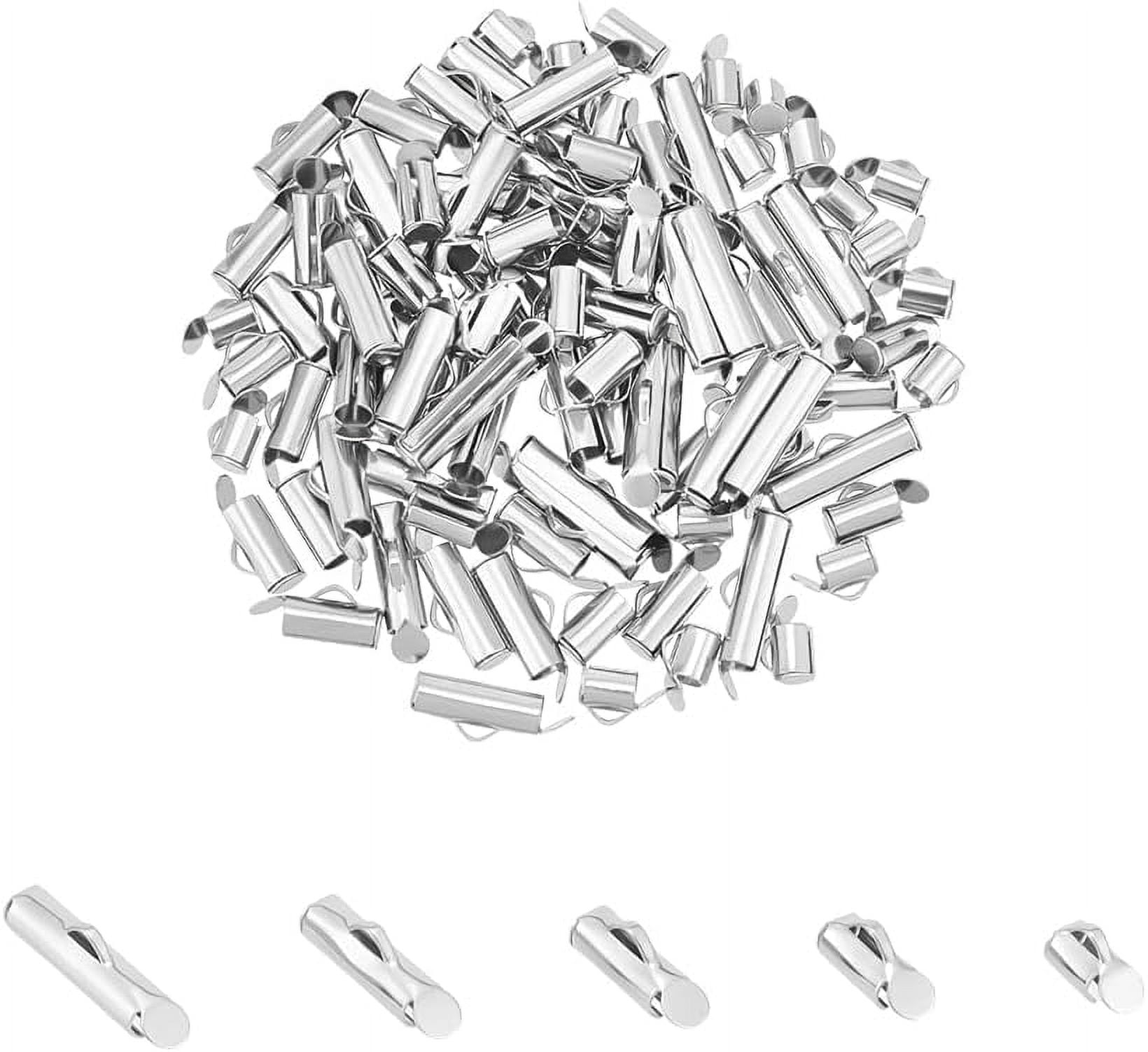 100Pcs 5 Styles 304 Stainless Steel Slide On End Clasp Tubes Slider End ...