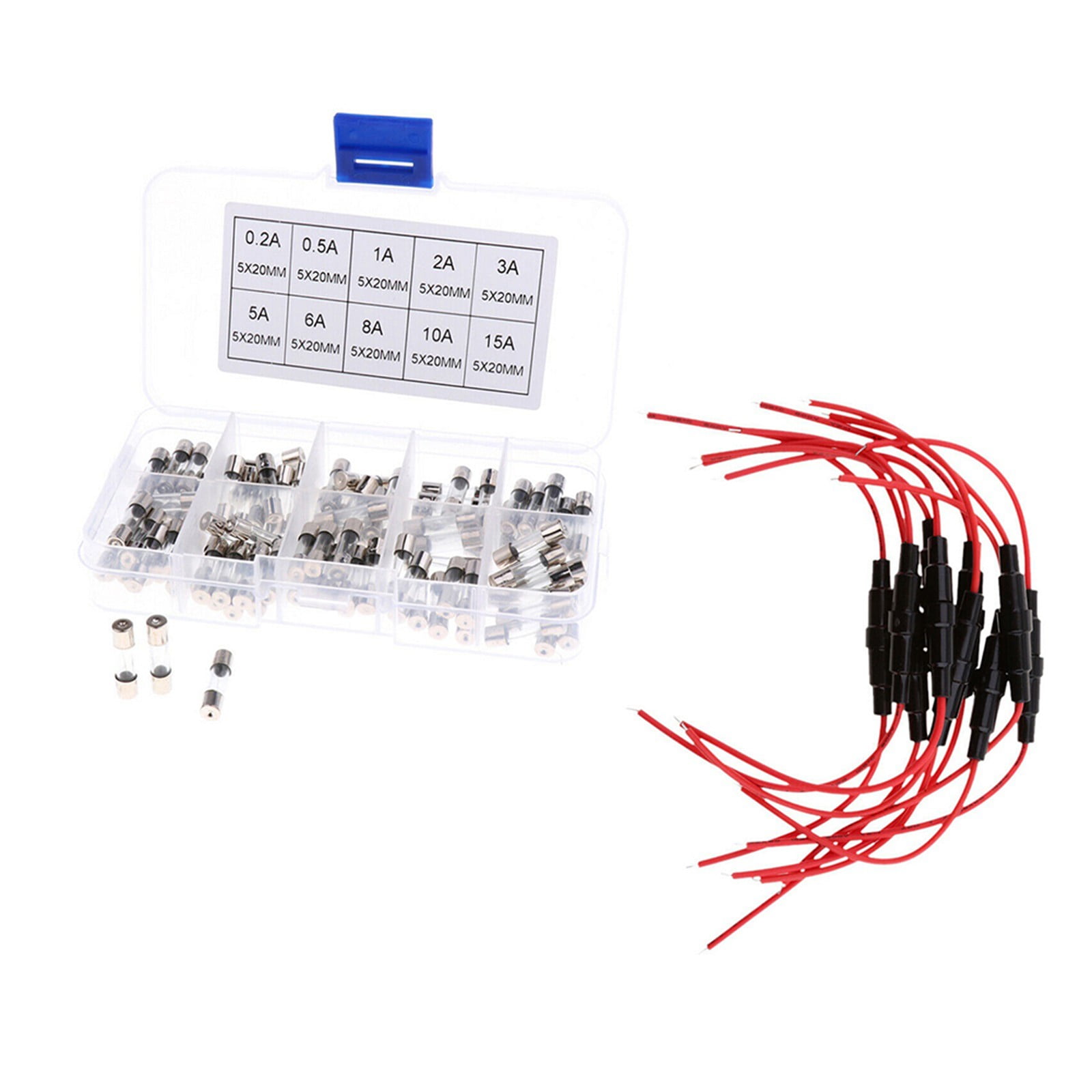 100Pcs 5 X 20Mm Inline Fuse Holder Screw Type With 22Awg Wire Glass ...