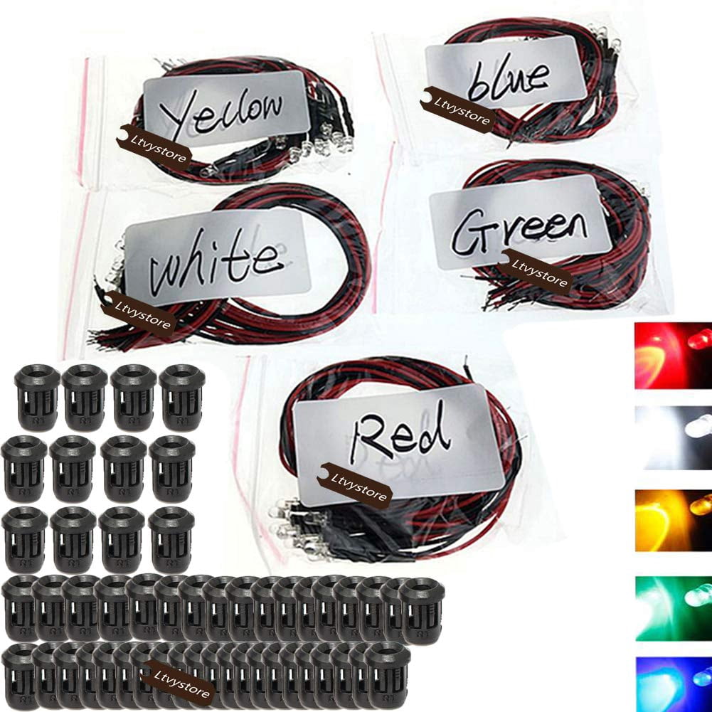 100Pcs 5MM 12V LED Pre Wired Prewired 7.87 Inch Lamp Light Bulb Round ...
