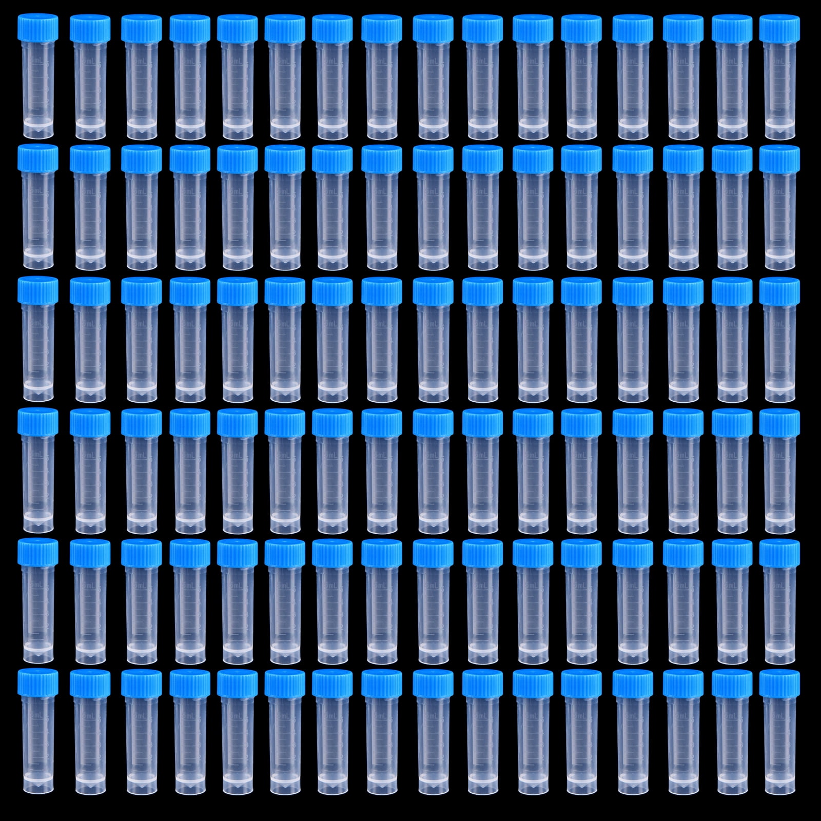 100Pcs 5ml Blue Lab Plastic Frost Test Tubes Vial Seal Cap, Graduated ...