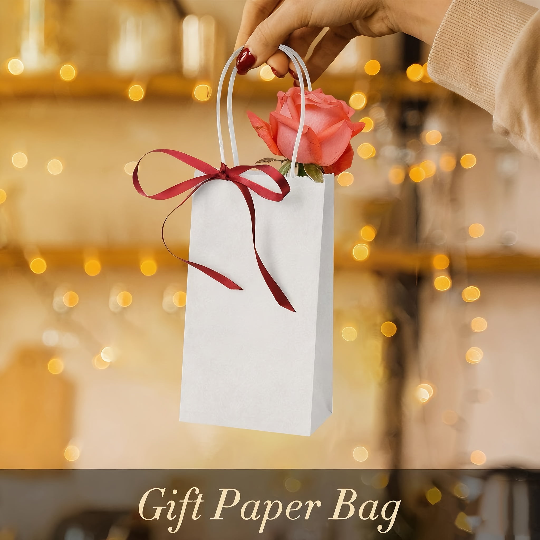 100Pcs 6.7x3.5x2.4 Inch Mini Kraft Paper Jewelry Gift Bags with Handles ...