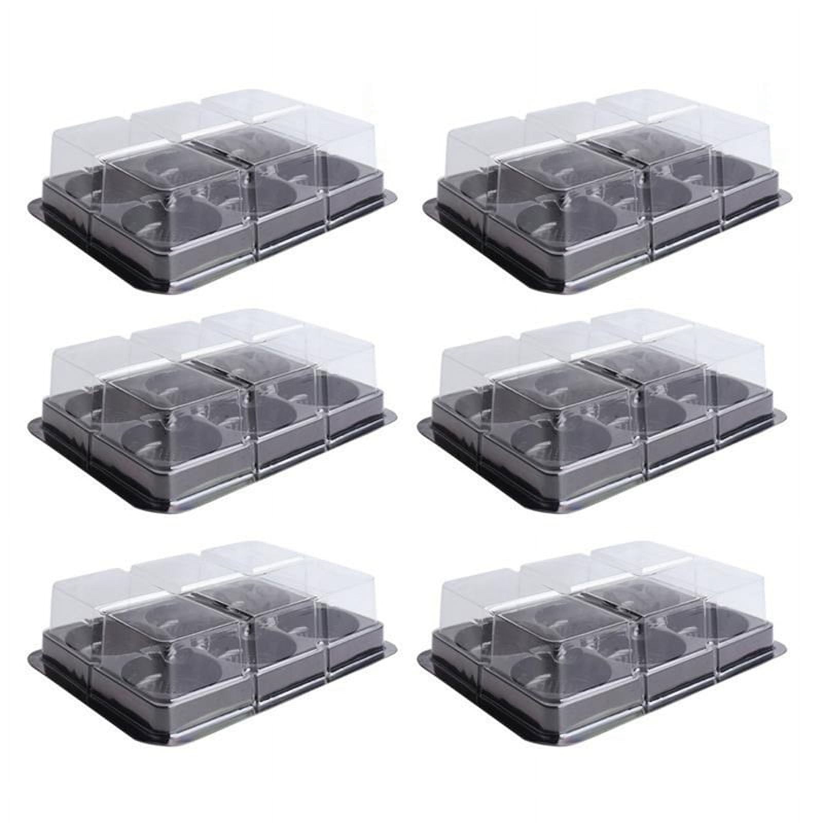 100Pcs 6 Cavities Plastic Mooncake Tray Transparent Muffin Cupcake ...