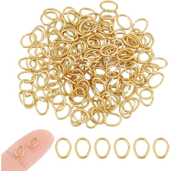 100Pcs 6x4.5mm Golden Jump Rings Stainless Steel Open Jump Rings Oval ...