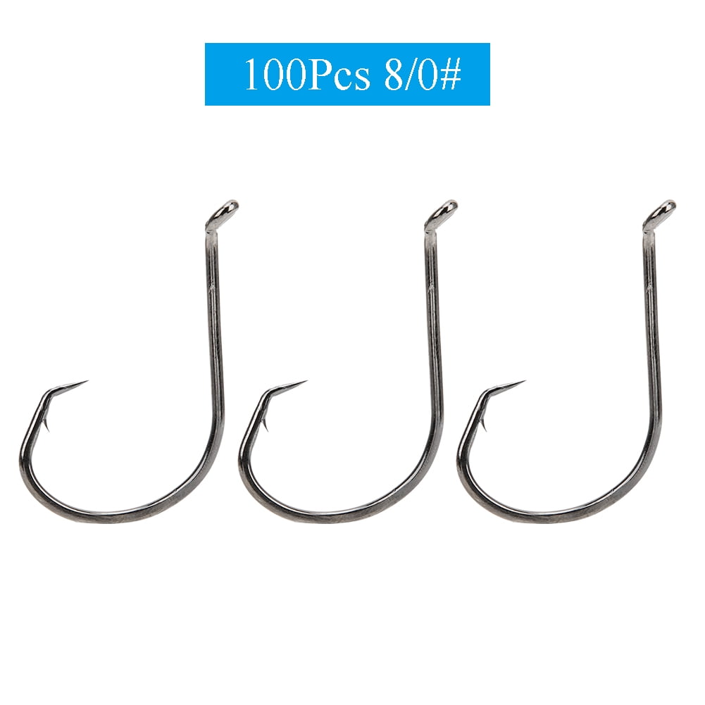 100Pcs 8/0# High Carbon Steel Sharp Fish Hooks with Barb - Lure Bait Fishing Tackle - Walmart.com