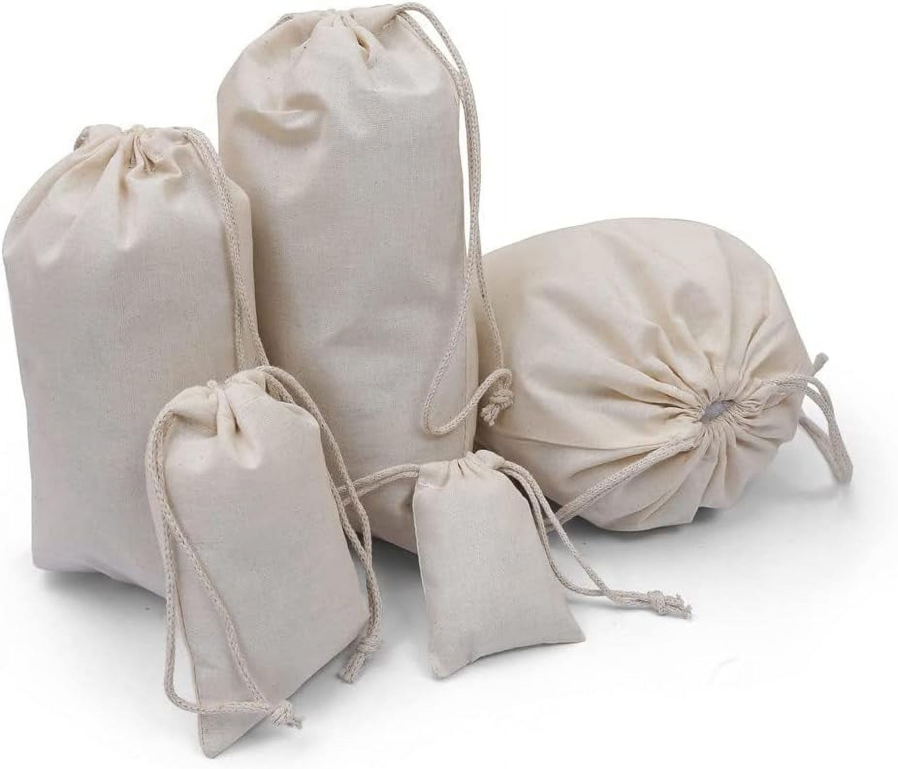 100Pcs 8 x 10 Inches Premium Cotton Muslin Double Drawstring Bags ...