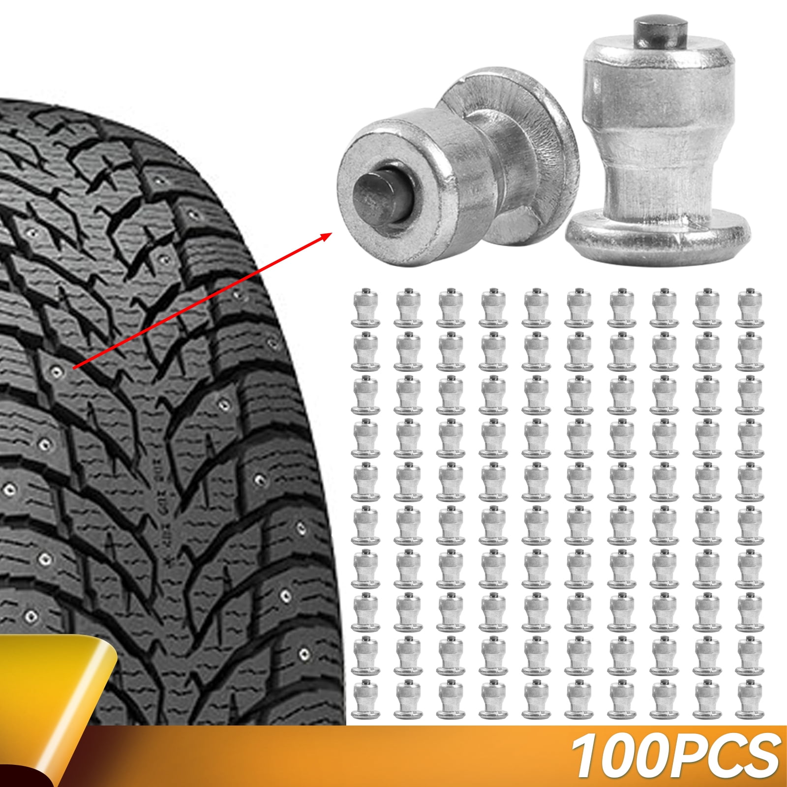 100Pcs 8X10mm Screw Tire Studs Anti-Slip Screw Stud Wheel Tyre Car SUV ...