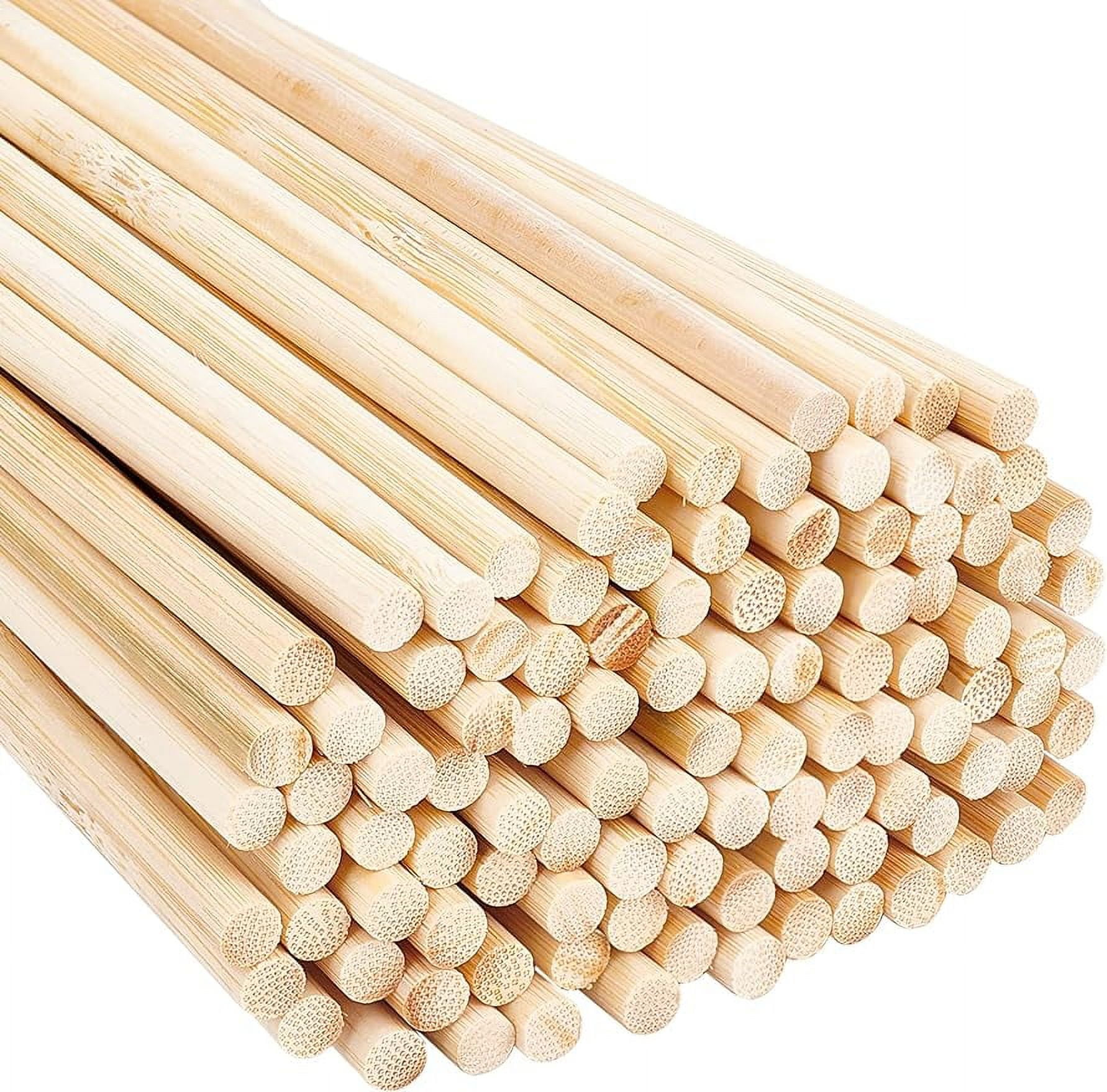 100Pcs 8x1/4 Inch Natural Wood Dowel Rods 7.87Inch Long Bamboo Craft ...