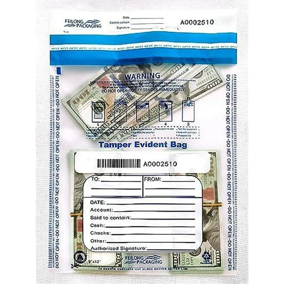 100Pcs 9"x12" Clear Bank Deposit Bags - Tamper Evident Security Bags ...