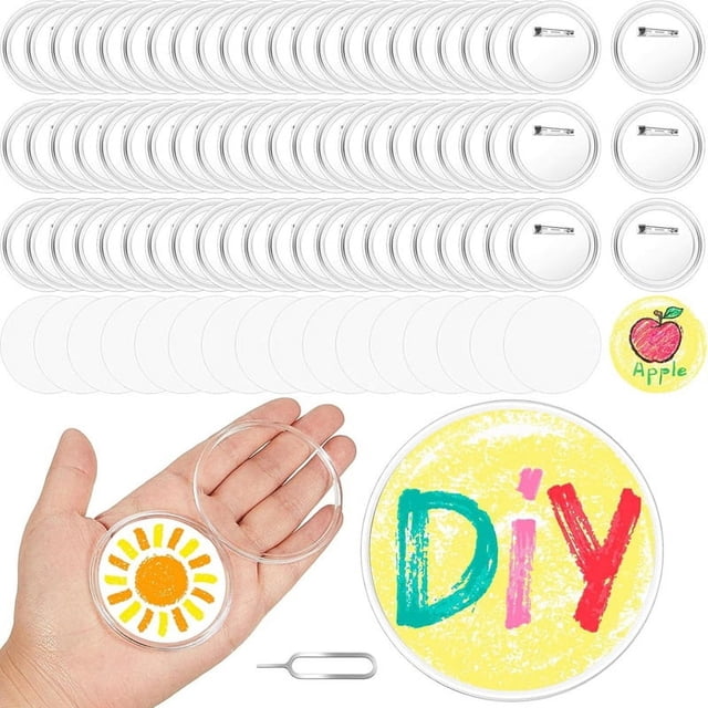 100Pcs Acrylic Clear Buttons,Make Your Own Buttons,Acrylic Design ...