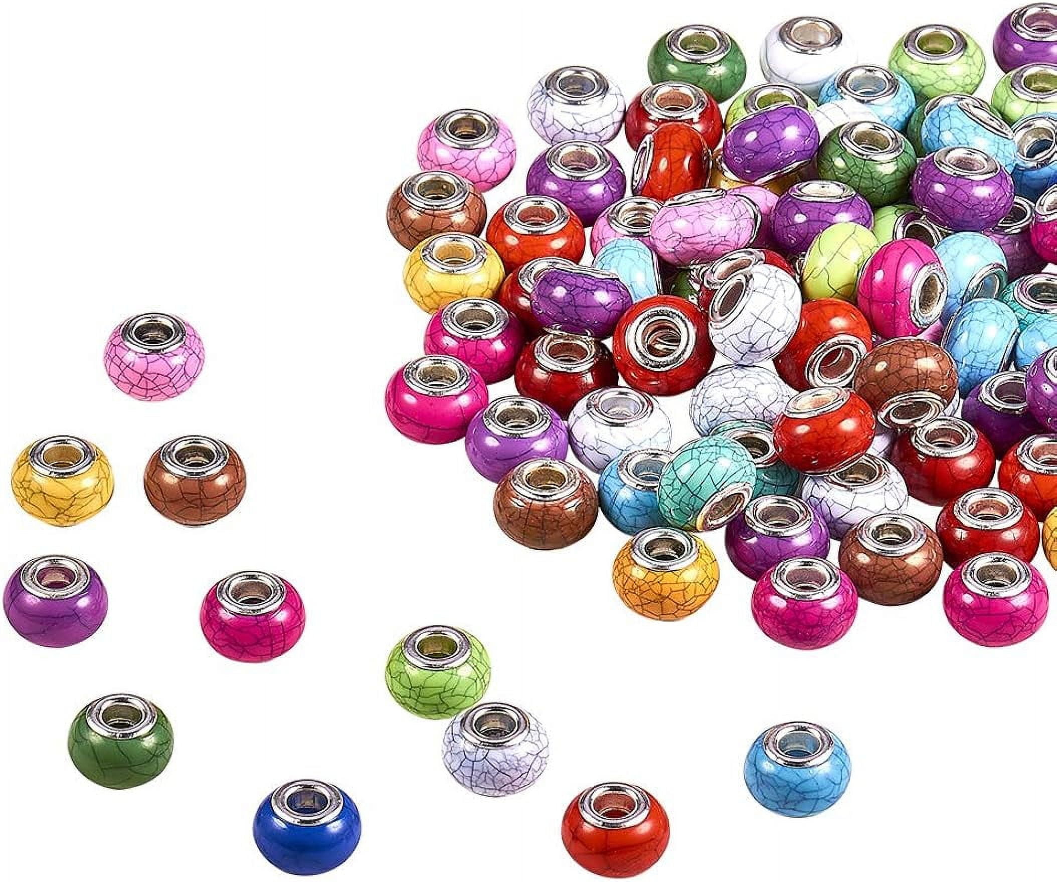 100Pcs Acrylic European Beads Imitation Turquoise Crack Large Hole Bead ...