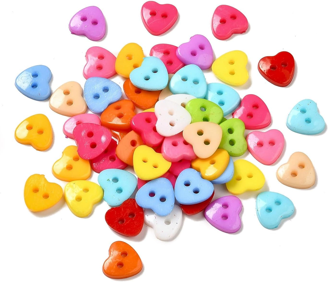 100Pcs Acrylic Heart Buttons Plastic Sewing Buttons for Costume Design ...