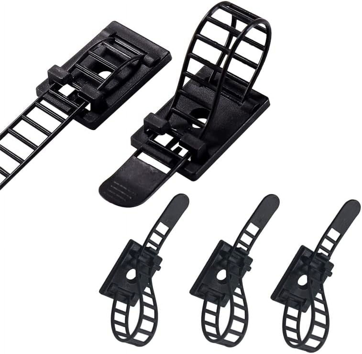 100Pcs Adhesive Cable Management Clips Adjustable Cable Strap Ties Wire ...