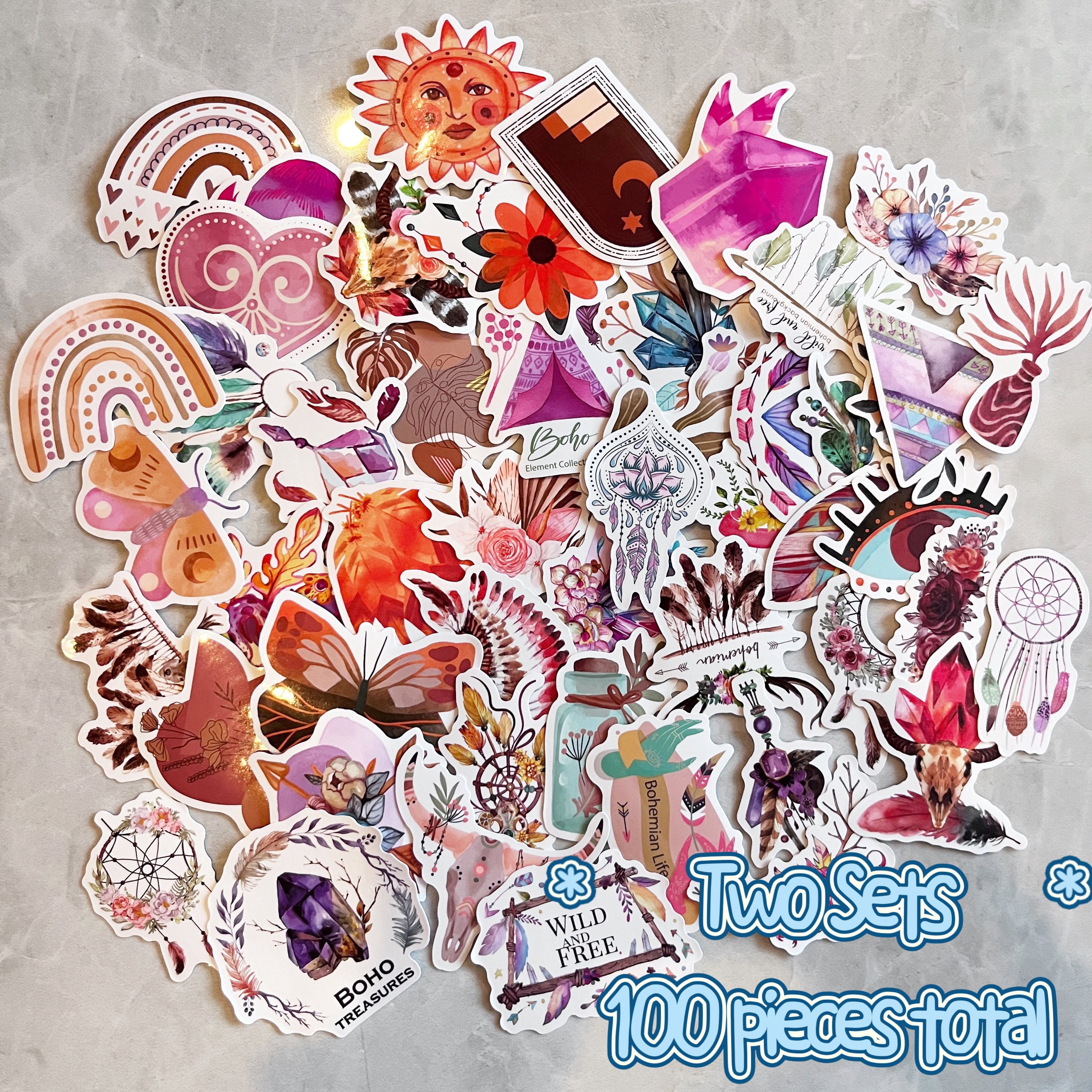 100Pcs Aesthetic Stickers for Adults Teens Kids, Boho Water Bottle ...