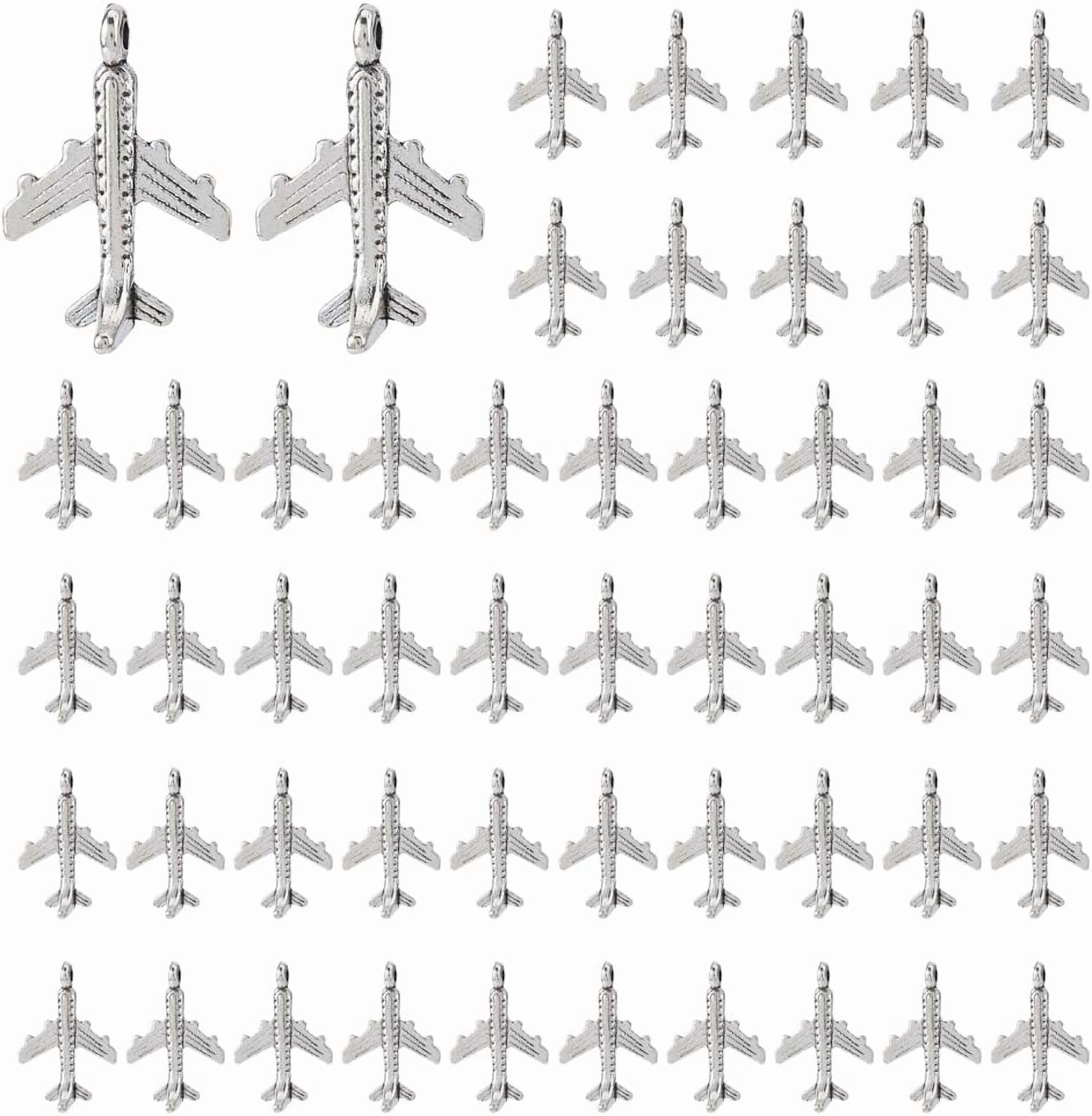 100Pcs Airplane Charm Bulk Metal Aircraft Charms Transportation ...