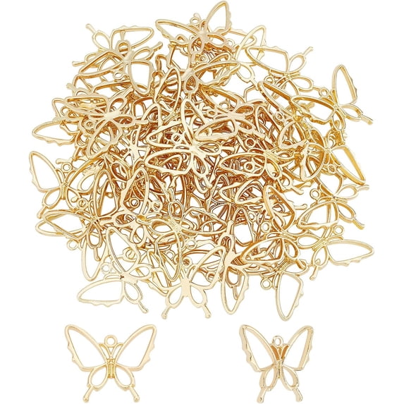 100Pcs Alloy Open Back Bezel Pendants Butterfly Charms Bezel for Resin ...