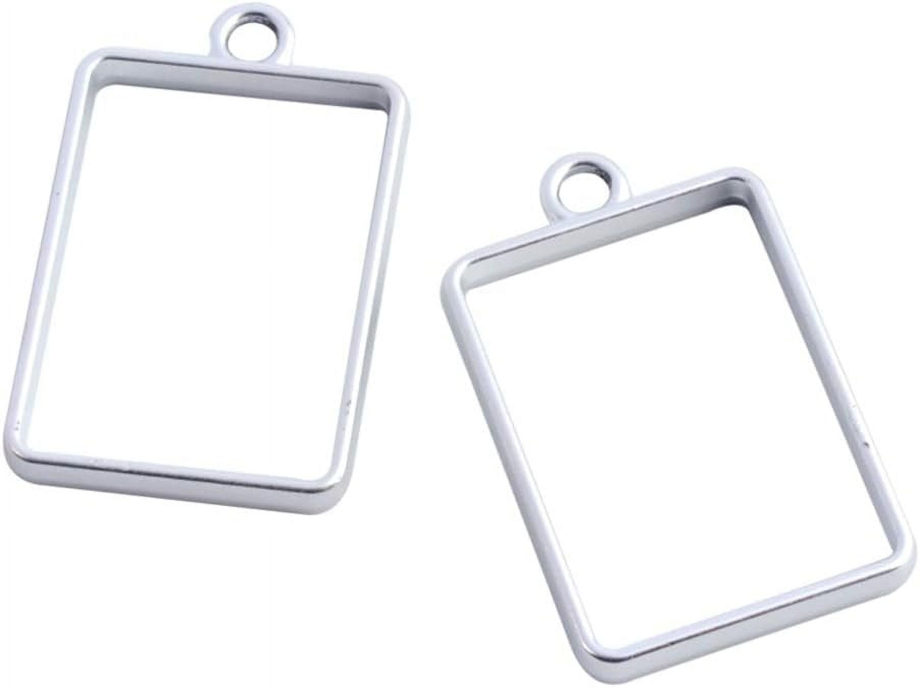 100Pcs Alloy Open Back Bezel Pendants Rectangle Charms Hollow Frame ...