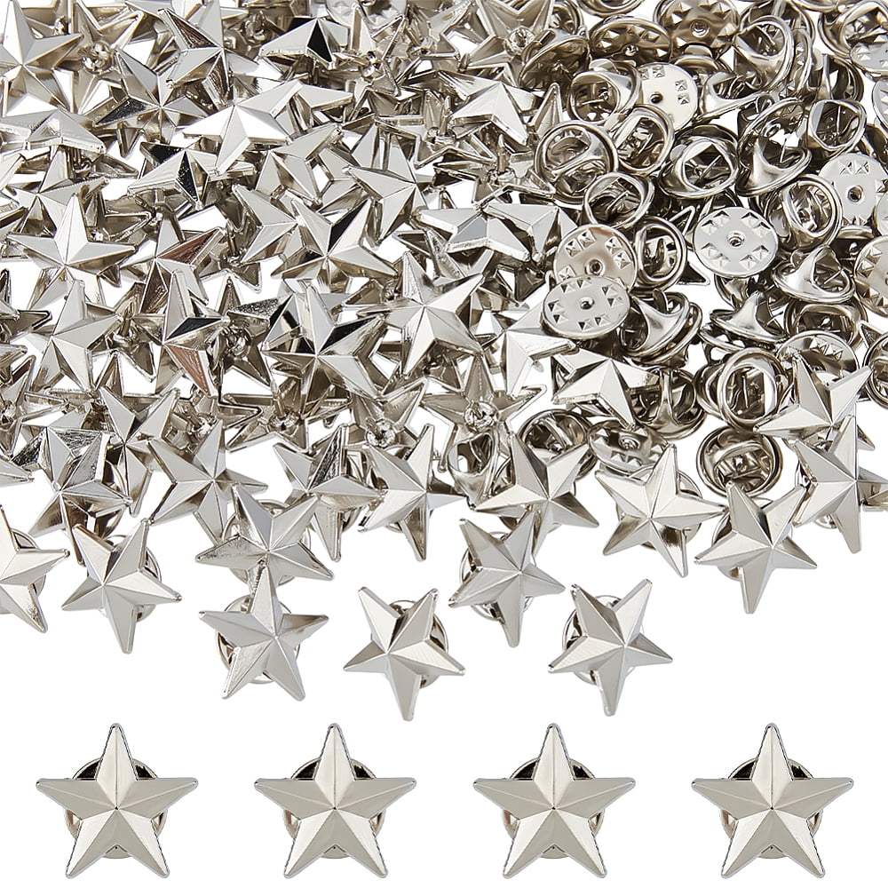 100Pcs Alloy Star Badge Lapel Pin Pentagram Brooch Pin Veterans Day ...