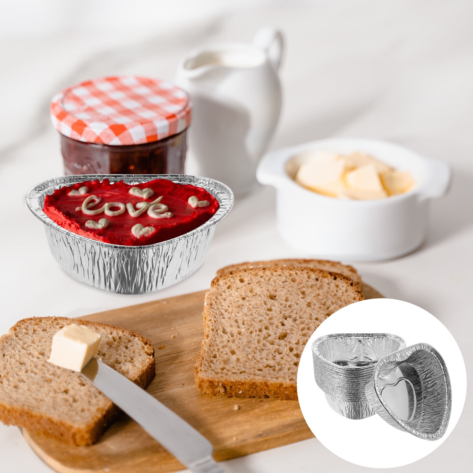 OUNONA 100Pcs Aluminium Foil Cupcake Baking Cups Party Containers ...