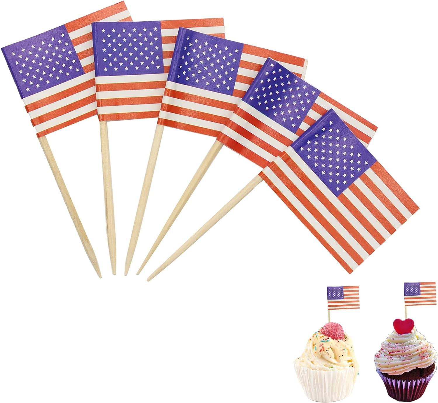 100Pcs America Toothpicks Flags, Food Flags, Mini Cupcaks Sticks Flags ...