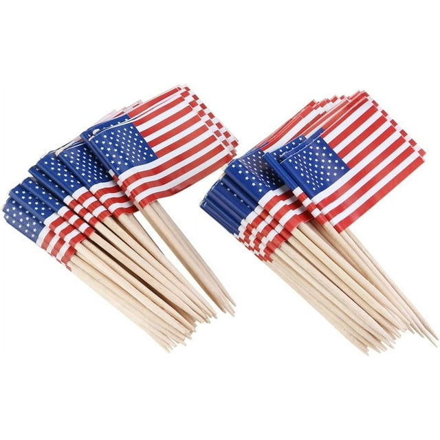 100Pcs American Flag Toothpicks US Flags Cupcake Toppers Patriotic Food ...