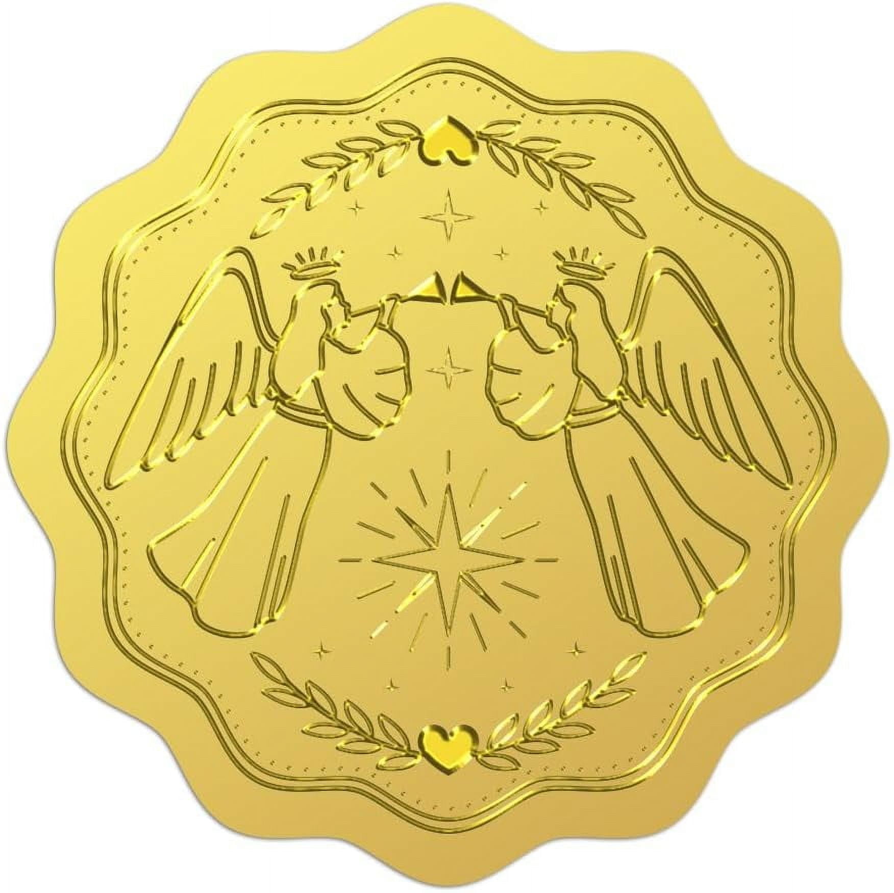 100Pcs Angels Gold Fiol Embossed Envelope Seals 2 Inch Shinny Star ...