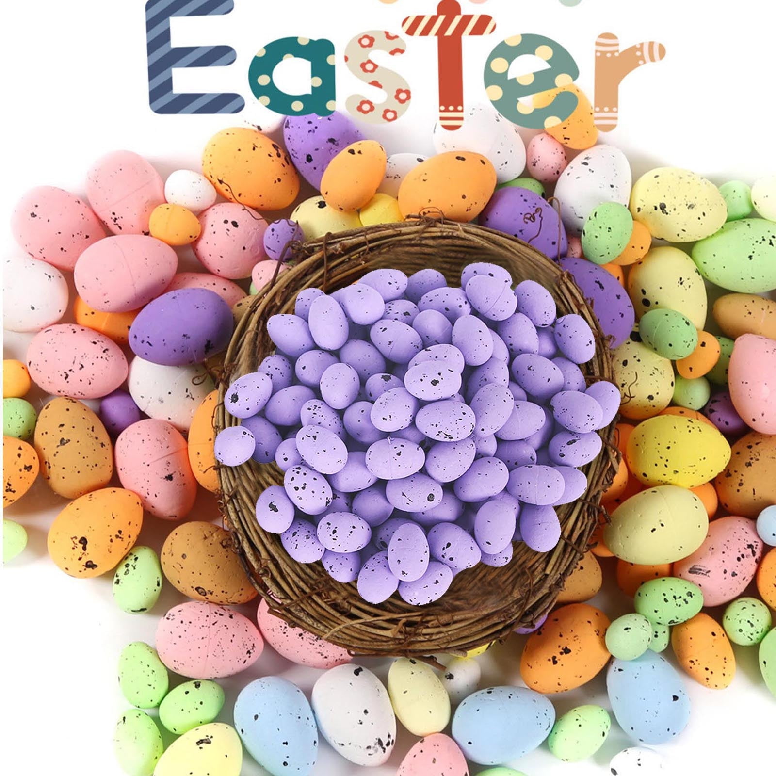 100Pcs Assorted Foam Easter Eggs Speckled Eggs Decorative Pastel Easter ...