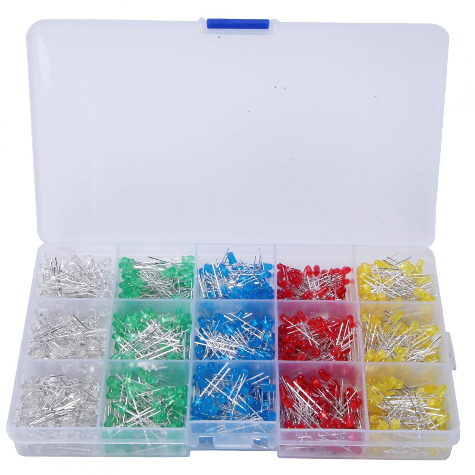 100Pcs Assorted LED Light Diodes Kit - Red, Yellow, Blue, Green, White ...