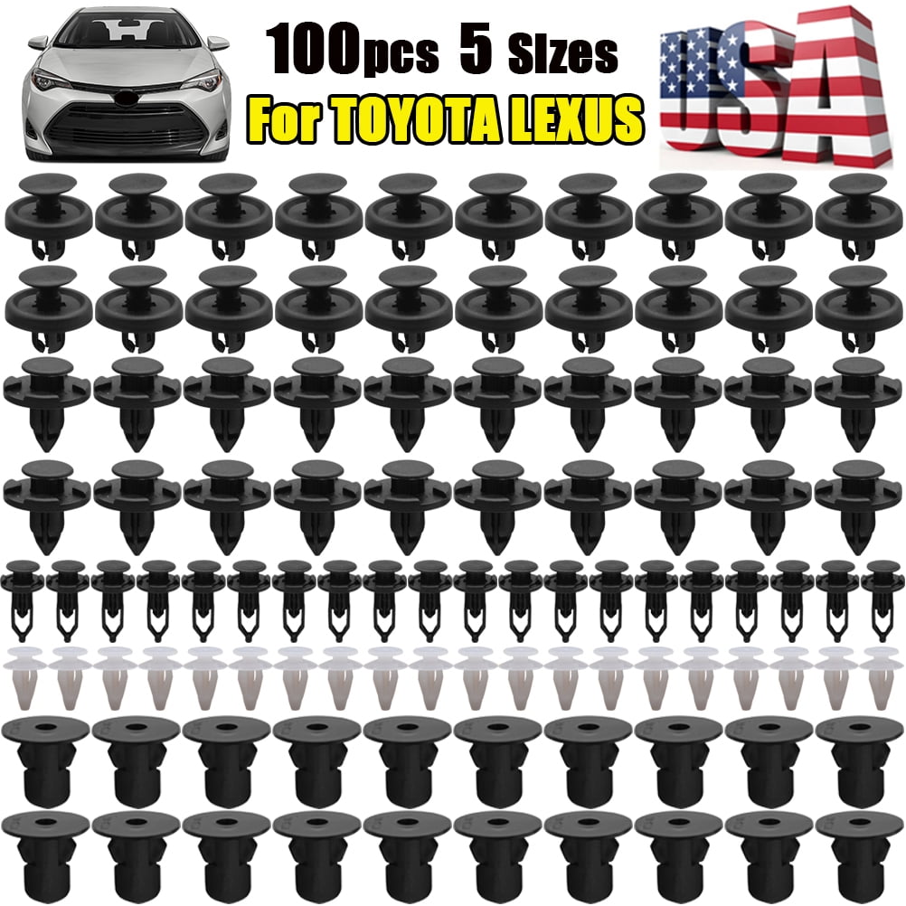 100Pcs Auto Body Rivets Bonnet Liner Grommet Clips Screws for TOYOTA ...