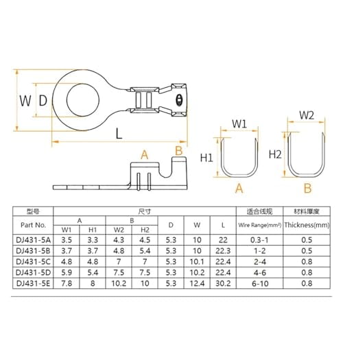 100Pcs Auto Splices Ring Round Terminal Crimping Loose Pins Wiring Plug ...