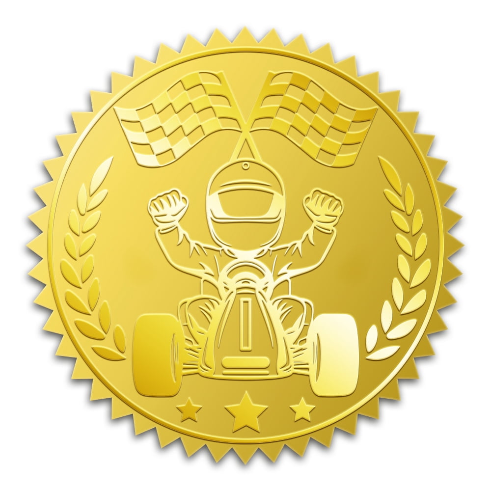 100Pcs Award Medal Gold Foil Stickers 2 Inch Car Race Gold Embossed ...