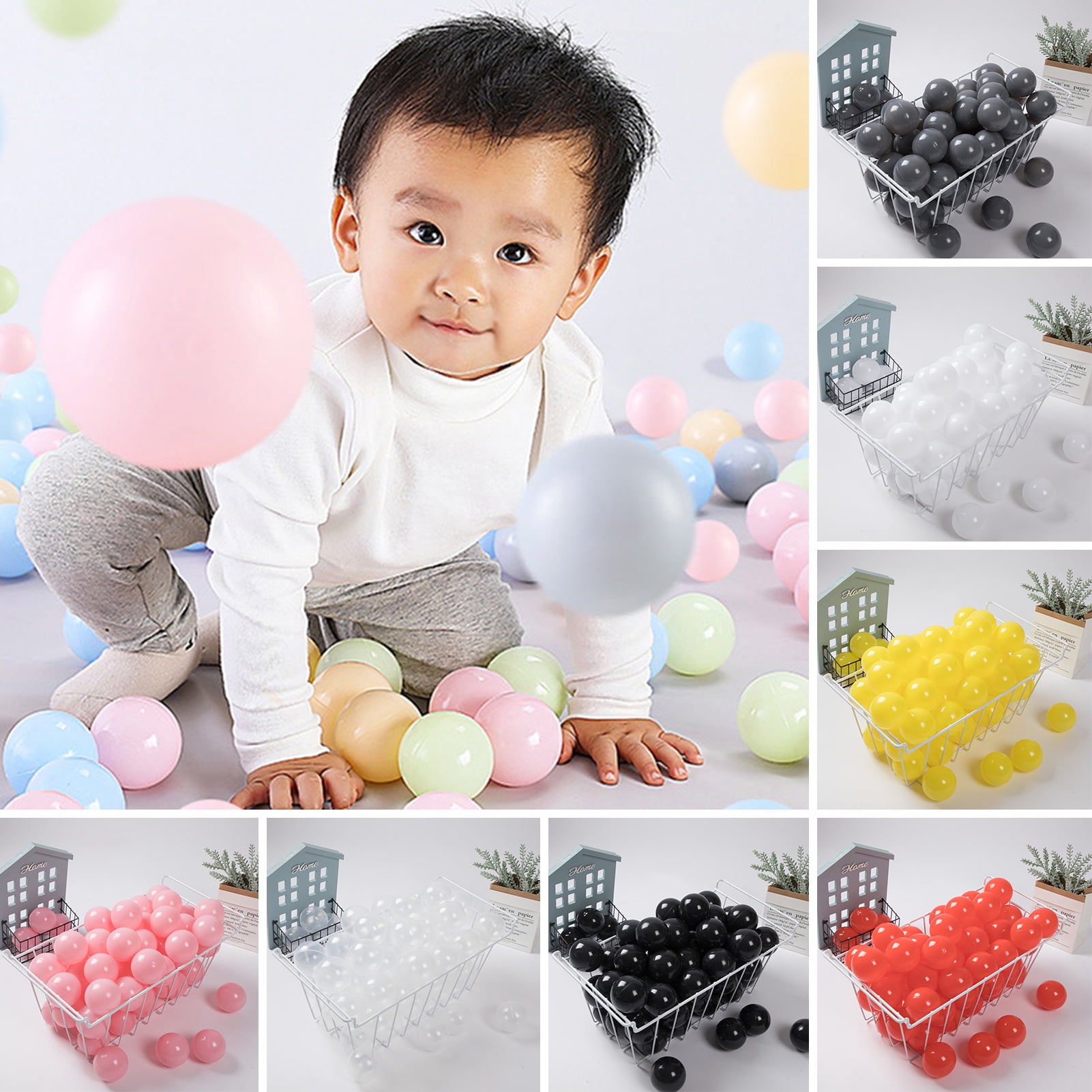 100Pcs Ball Pit Balls Thickened Odor-free High Elastic Safe Bite ...