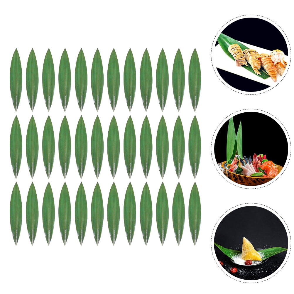 100Pcs Bamboo Leaves for Decor Sashimi Leaves Mat Sushi Leaves Ornament ...