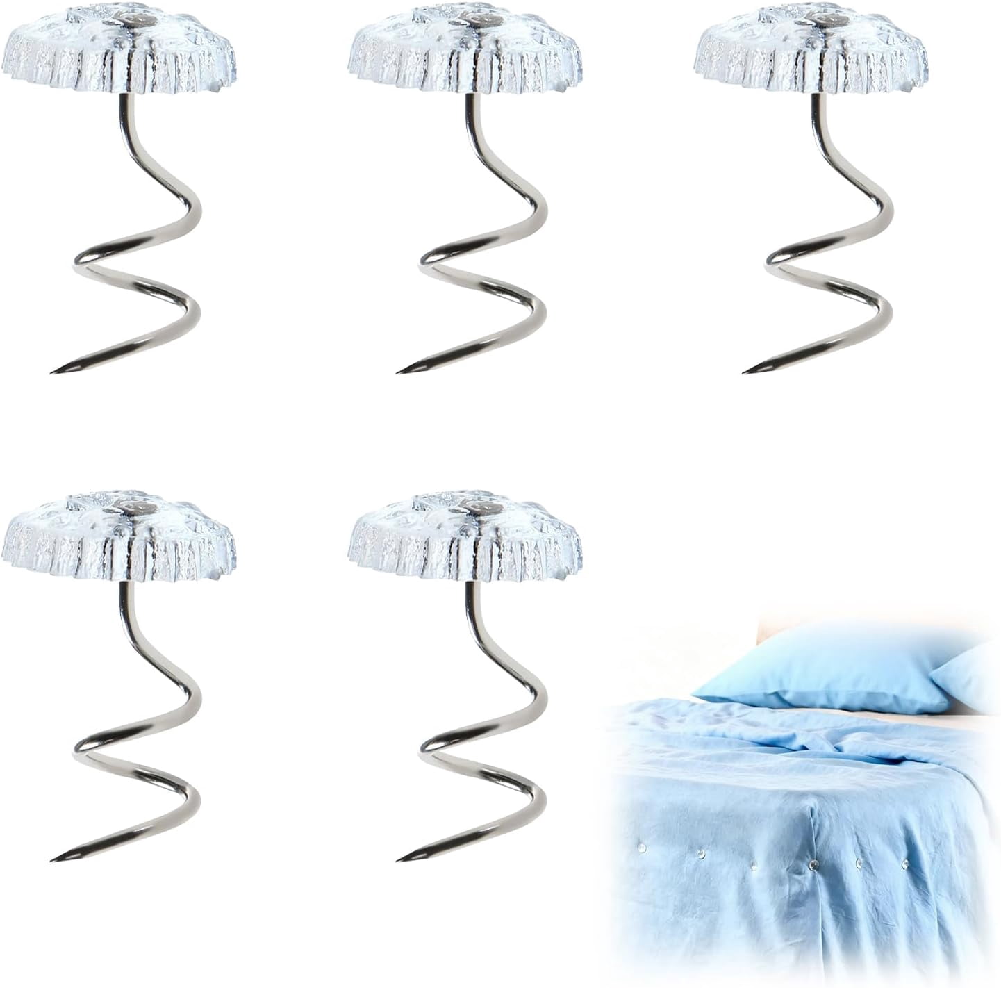100Pcs Bed Skirt Pins, 10mm Clear Head Twist Pins for Sofa Covers ...