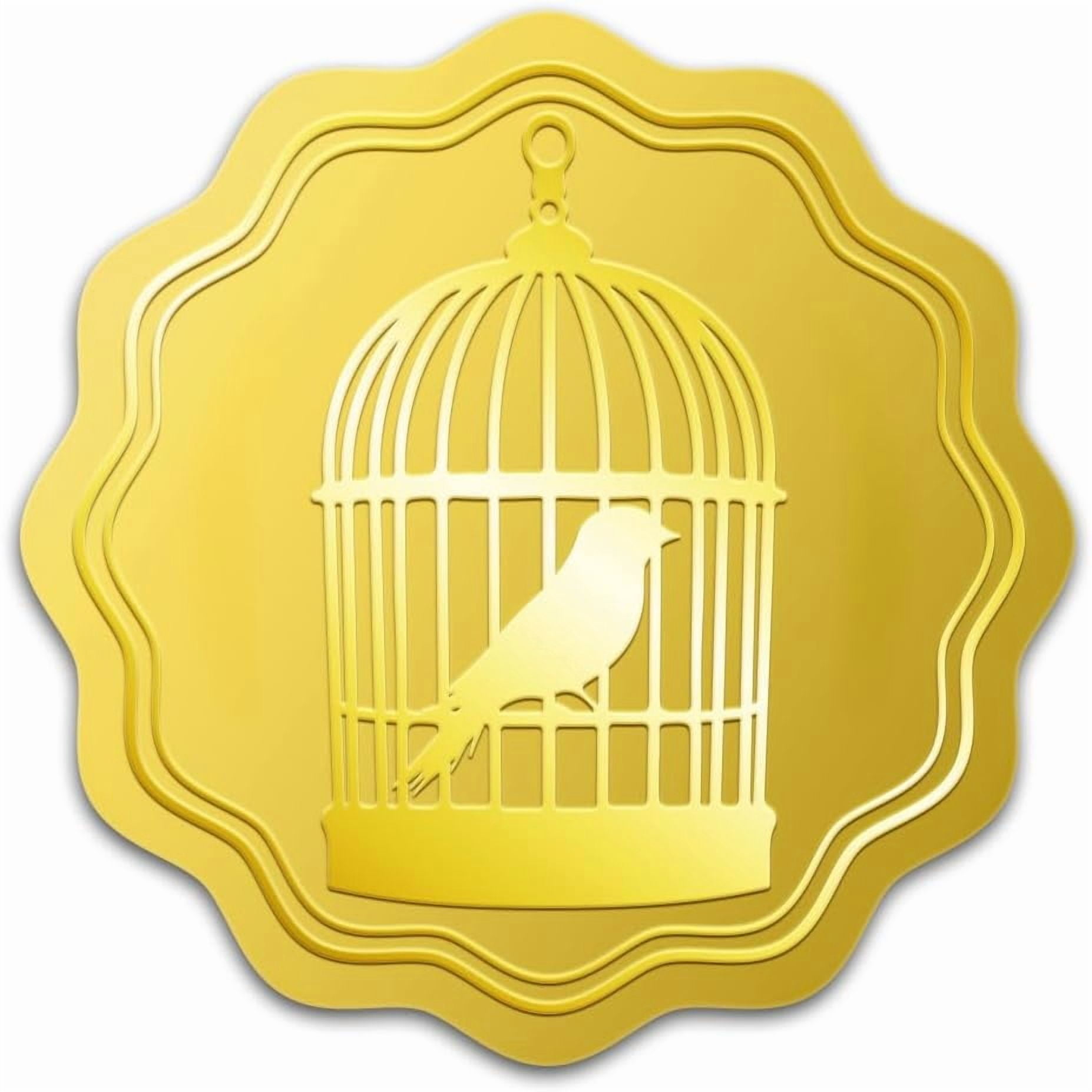 100Pcs Birdcage Gold Foil Stickers 2 Inch Bird Cage Gold Embossed ...