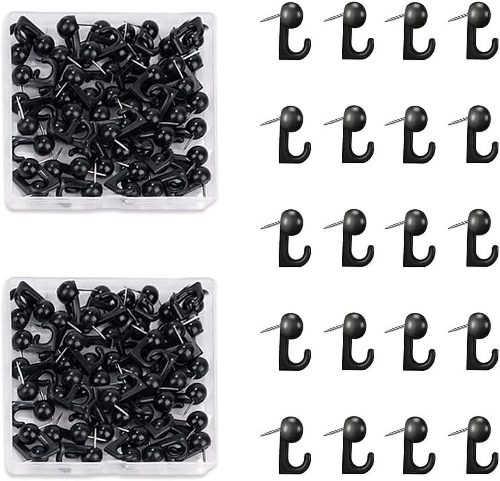 100Pcs Black Ball-Shaped Push Pin Hooks, Push Pin Hangers, Thumbtacks ...
