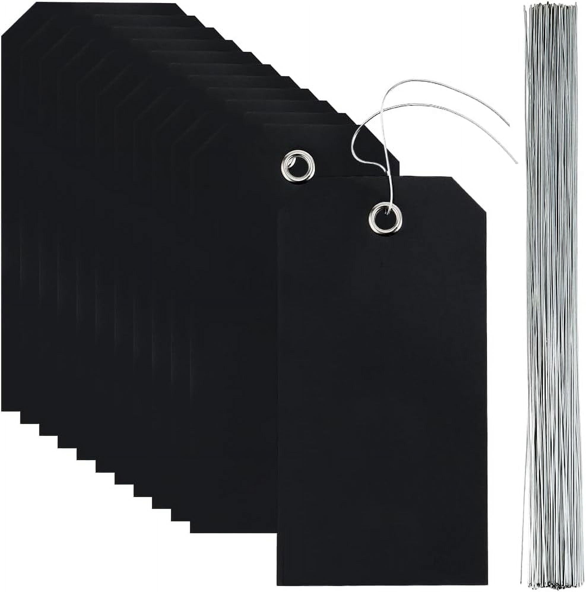 100Pcs Black Hanging Tags Waterproof Shipping Tags with Iron Wire Blank ...