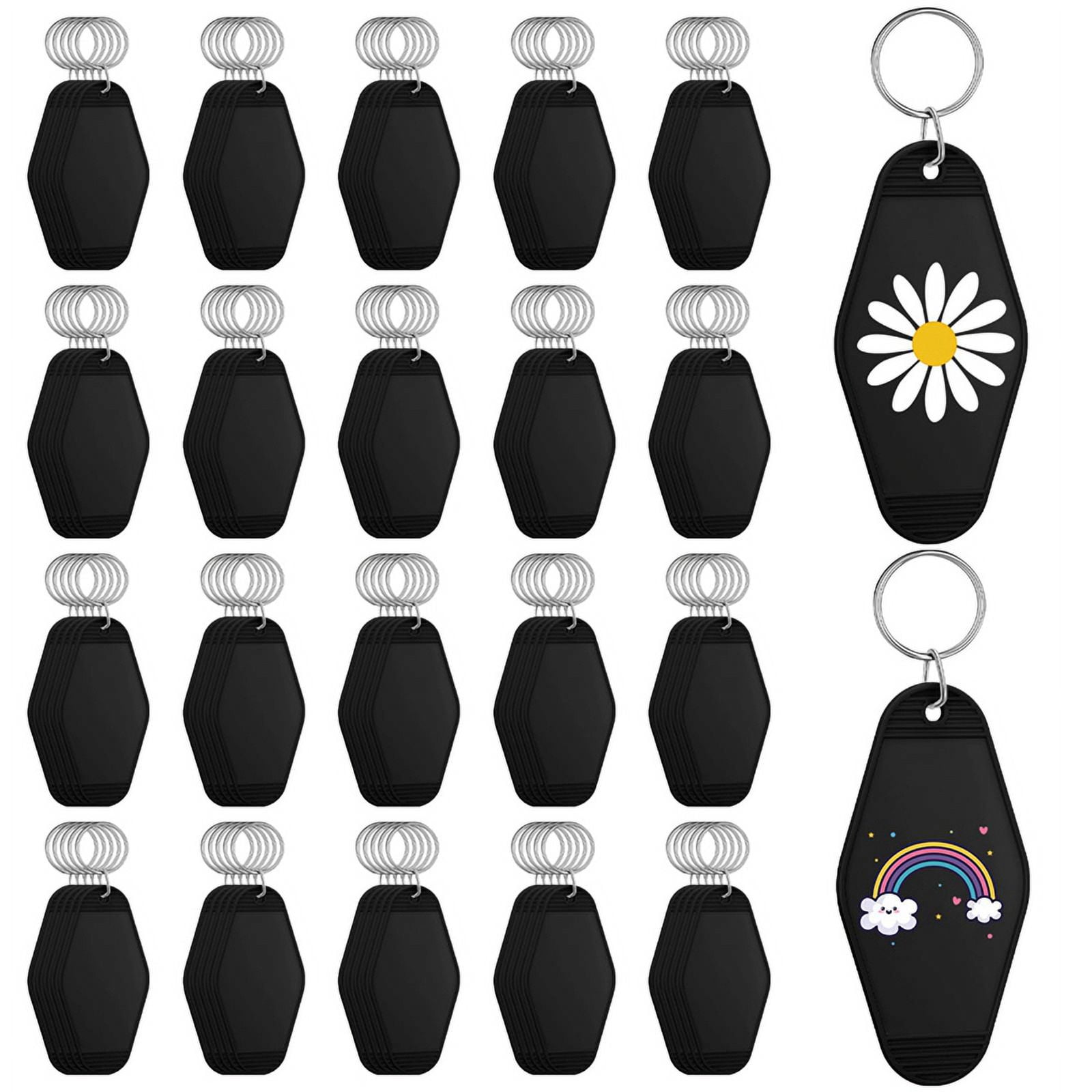 100Pcs Black Hotel Motel Keychain Bulk Plastic Sublimation Blank ...