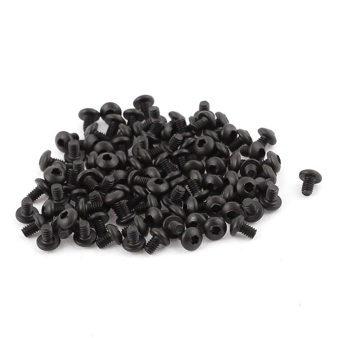 100Pcs Black M3 x 3mm Alloy Steel Hex Socket Button Head Machine Screws ...
