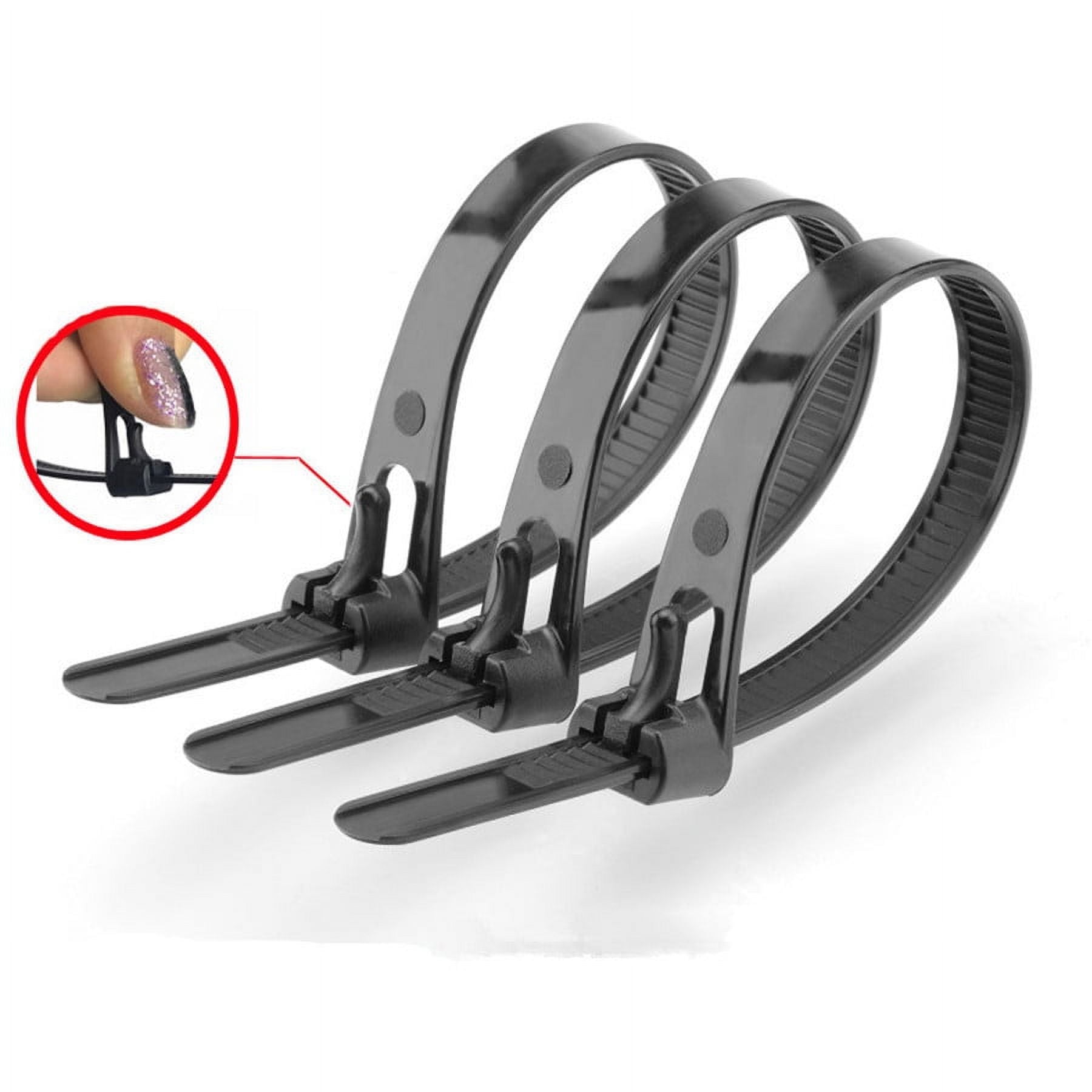 100Pcs Black Nylon Cable Ties Wire Line Fixed Fastener Zip Straps Tie ...