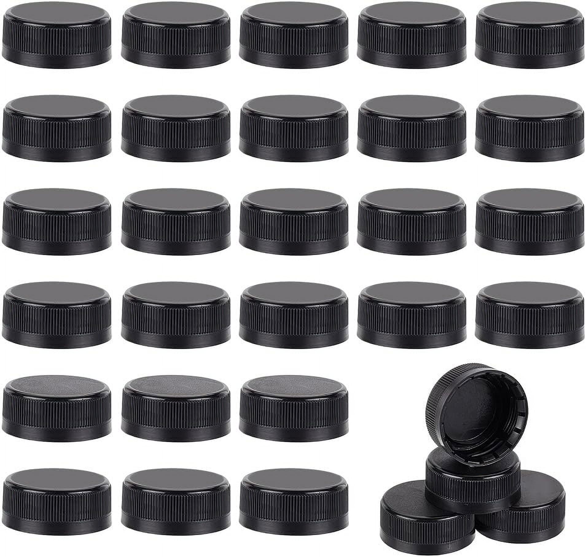 100Pcs Black Plastic Bottle Caps 1.5 Inch Inner Diameter Tamper Seal ...
