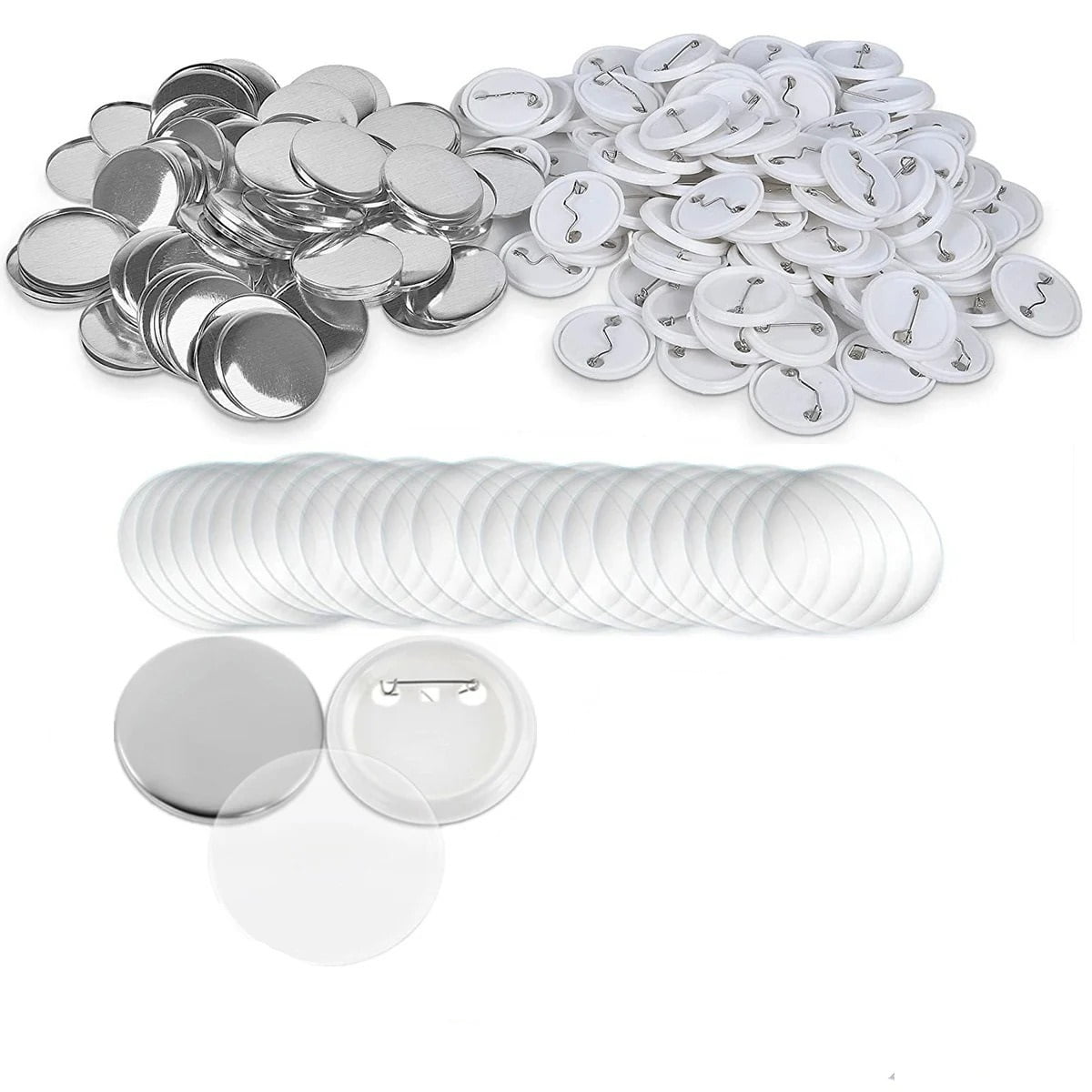 100Pcs Blank Badge Button Parts, DIY Pin Badges Set Button Maker Parts ...