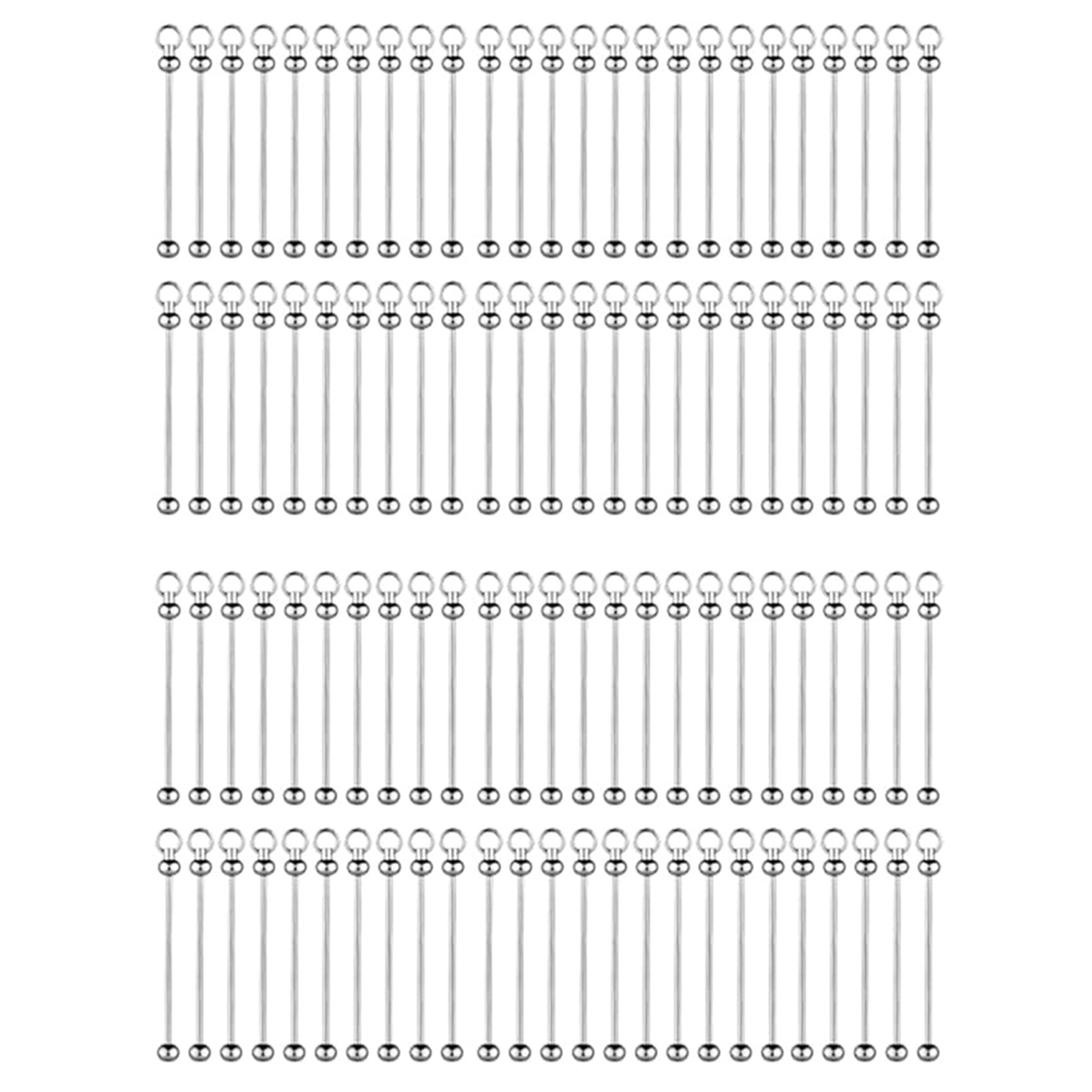 100Pcs Blank Beadable Keychain Bars,Metal DIY Bead Keychain Bar Charms ...