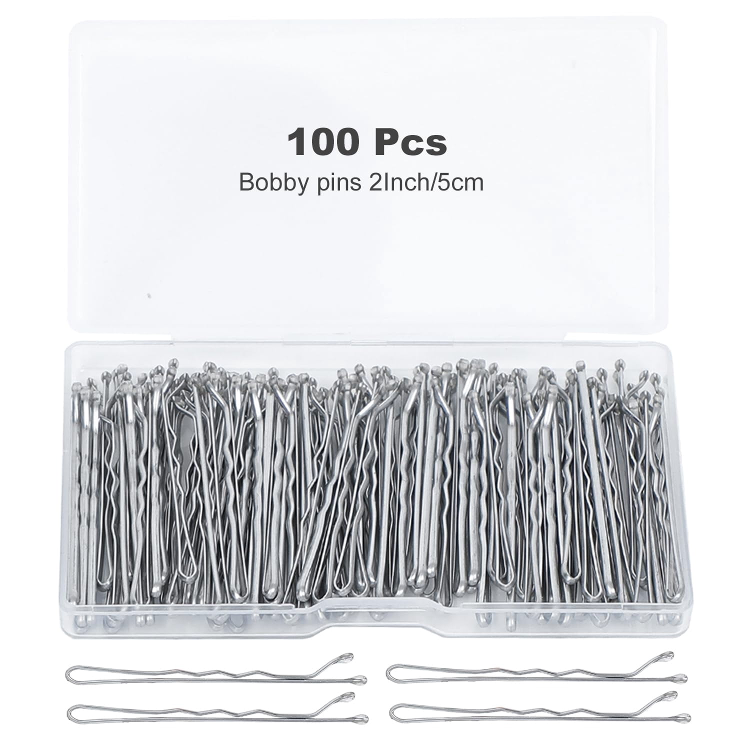 100Pcs Bobby Pins Silver Hair Pins Kit for Women Girls Kids Premium ...