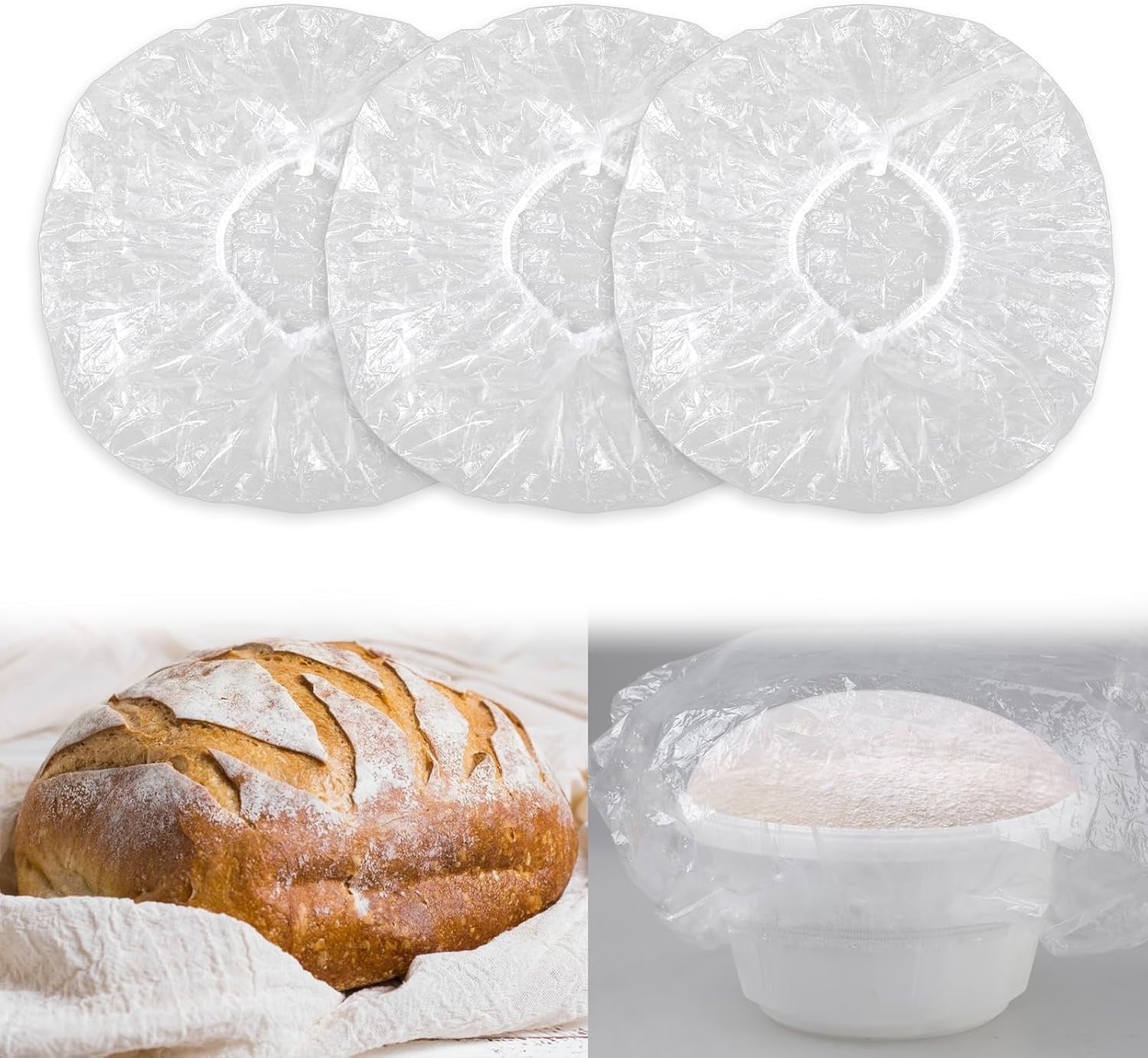 100Pcs Bowl Covers - Plastic Food Covers - Elastic Reusable - Bread ...