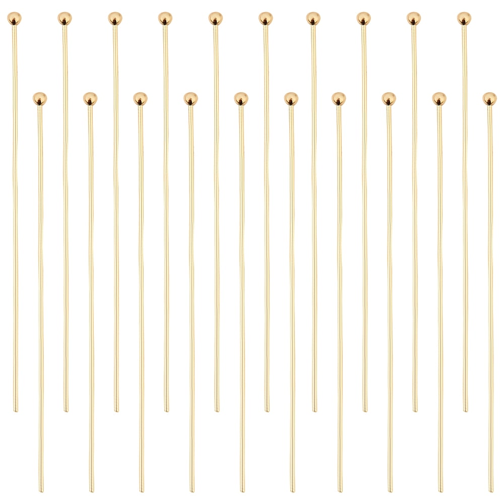 100Pcs/Box Ball Head Pins 18K Gold Plated Brass Ball Eye Pins 50mm ...